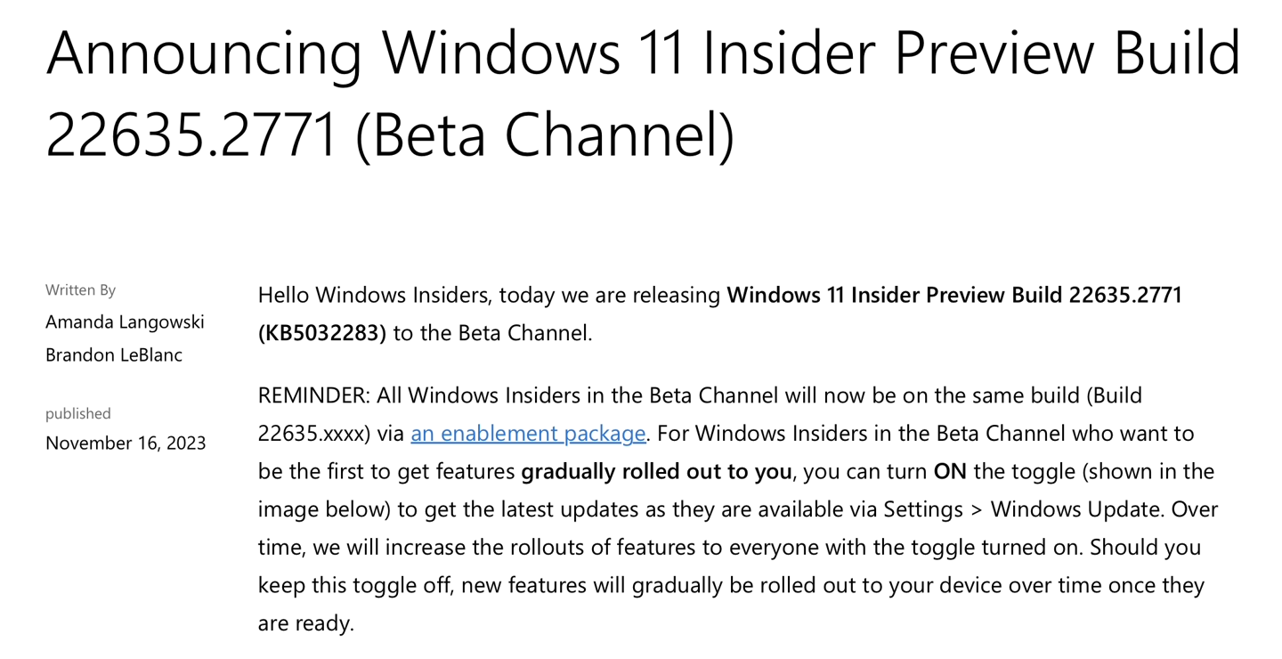 微软推送Windows 11 Beta预览版22635.2771更新，增加自然语音功能 - 牛新网